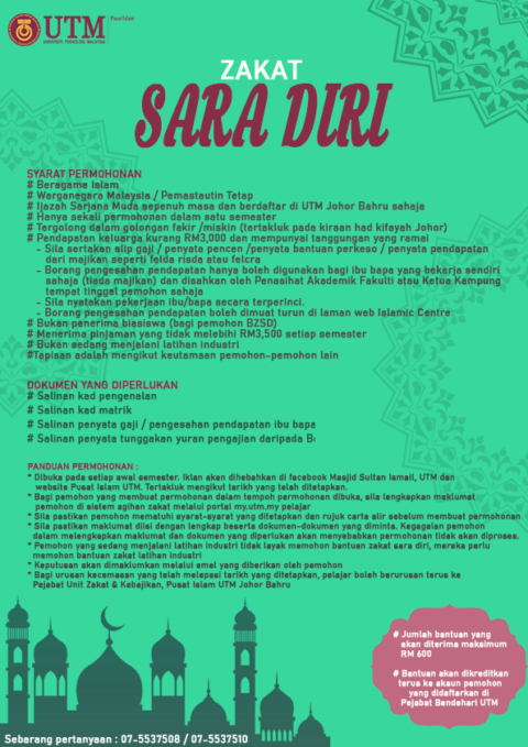 Bantuan Zakat Sara Diri | UTM ISLAMIC CENTRE